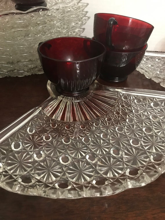 Royal Ruby Snack Set by Anchor Hocking - Etsy