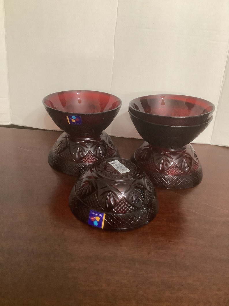 Luminarc Cristal Darques Durand Ruby Red Salad Bowl - Etsy
