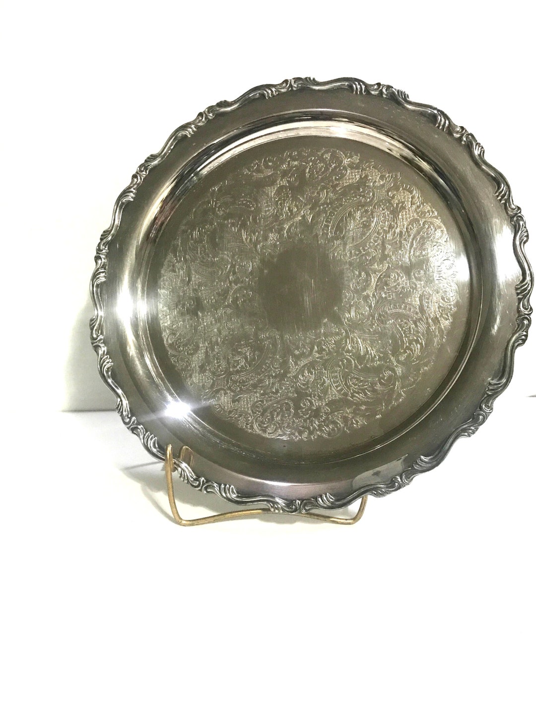 Oneida Georgian Scroll Round Tray/silverplate Serving Platter - Etsy