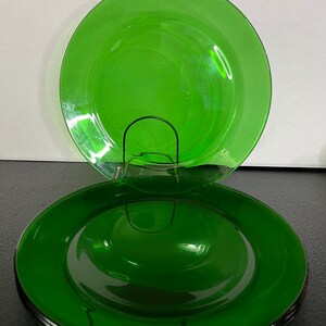 Vintage Emerald Green Glass Plates/ Vintage Green Holiday Dinner Plates ...