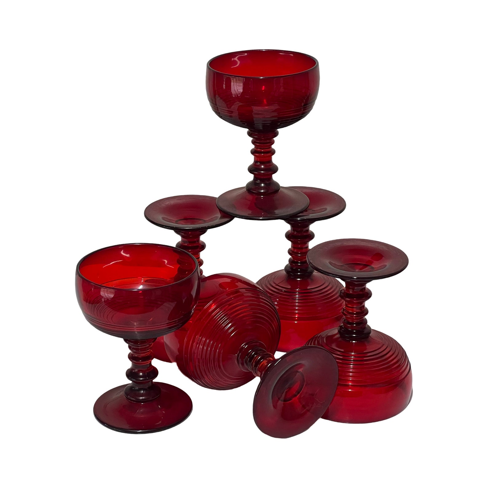 Tally Ho Ruby (stem 1402) by Cambridge, Ruby Red Champagne/tall Sherbet ...