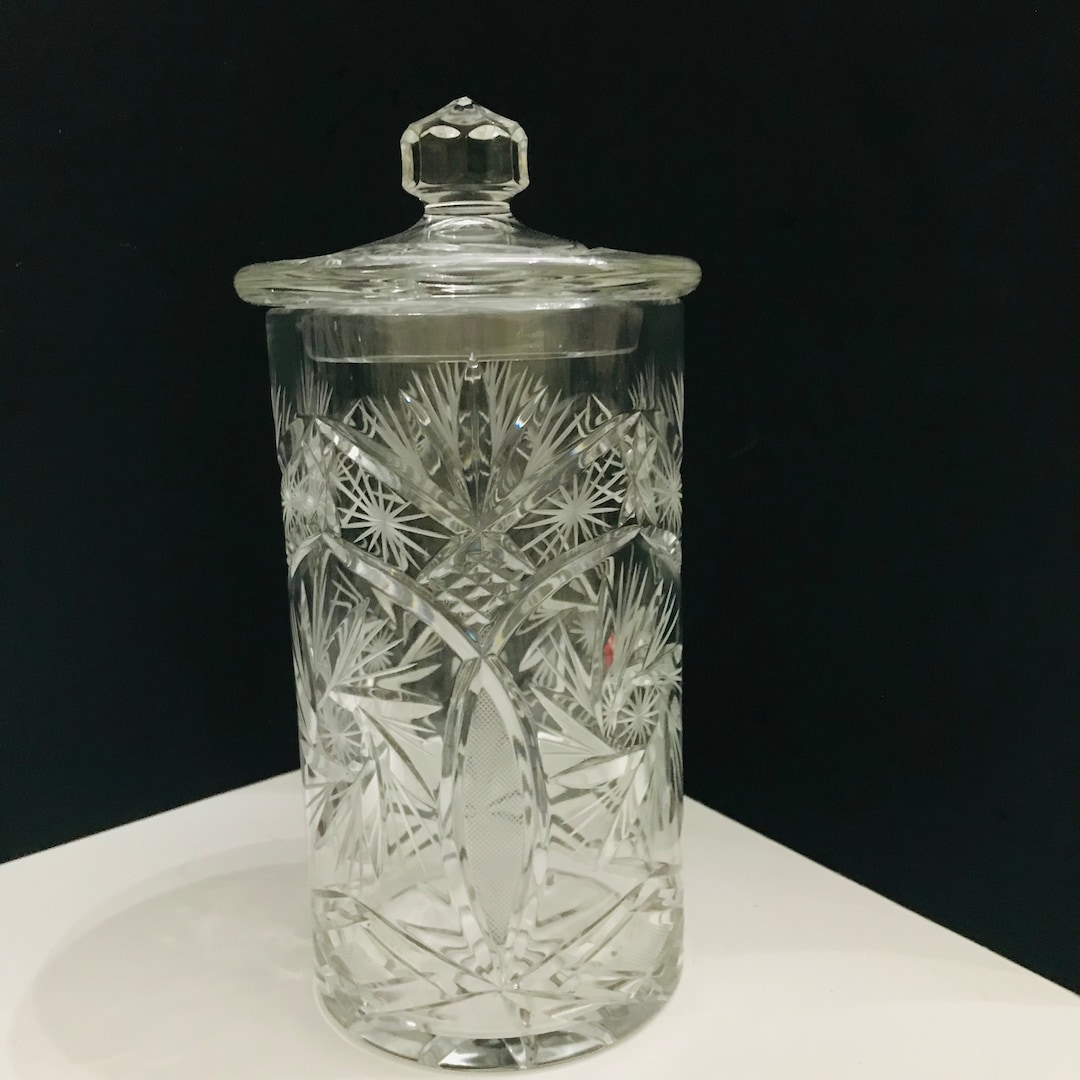 Vintage Crystal Biscuit Jar: ABP Cut Glass Cookie Jar - Etsy