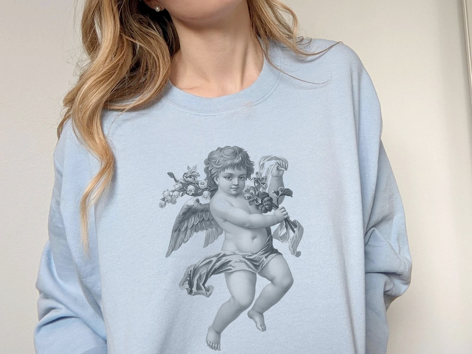 Angel Sweatshirt, Coquette Clothing, Cherub Shirt, Soft Girl Aesthetic ...