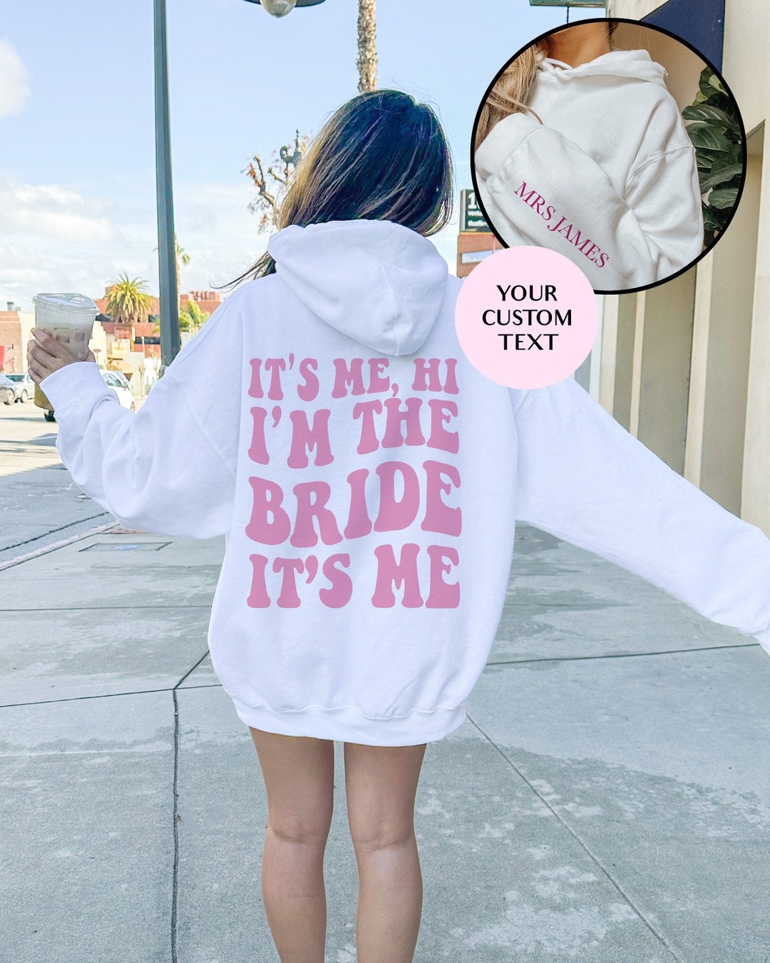 It's Me Hi I'm the Bride It's Me Retro Bride Hoodie, Custom Bride ...