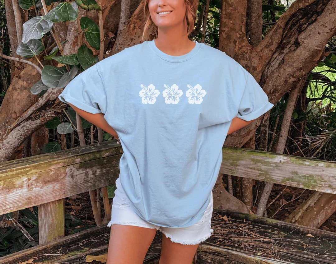 Hibiscus Flower Shirt, Summer Vacation Shirt, Beachy Tshirt, Trendy ...