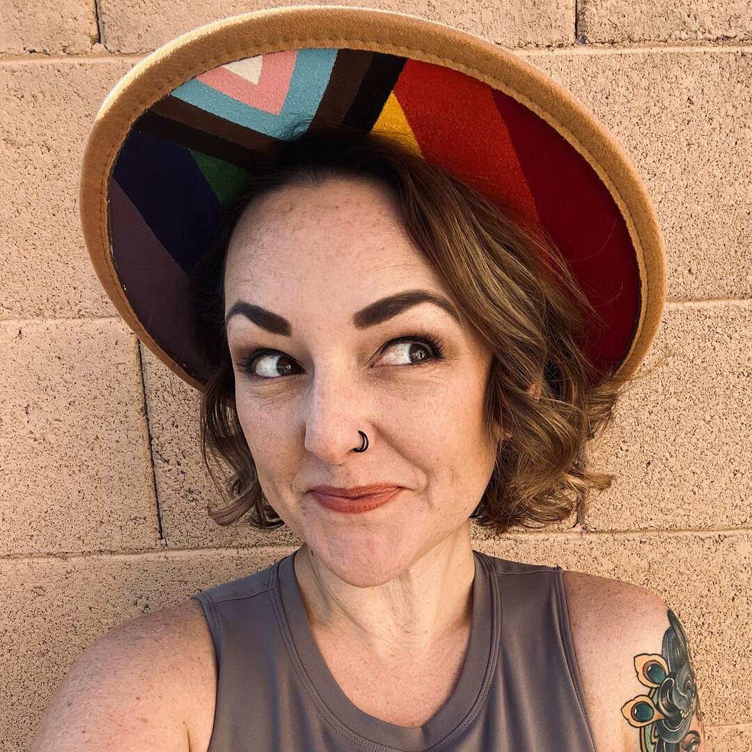 Progressive Pride Flag Hand Painted Wide Brim Hat LGBTQ Art Painted Hat ...