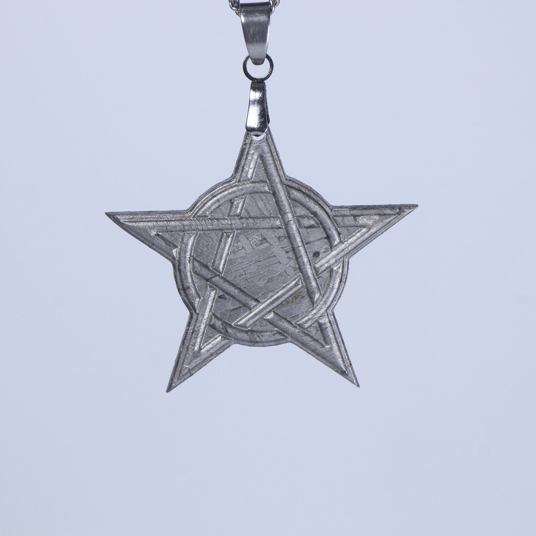 Natural Meteorite,hand Carvingpentagram Pentacle Necklace Star Jewelry ...