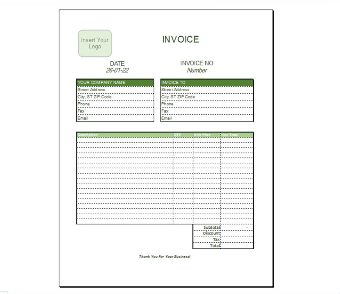 Basic Invoice Template EXCEL Auto Calculation, Simple Business Invoice ...