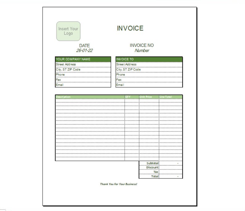 Basic Invoice Template EXCEL Auto Calculation, Simple Business Invoice ...