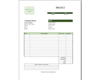 Basic Invoice Template EXCEL Auto Calculation Simple Business - Etsy