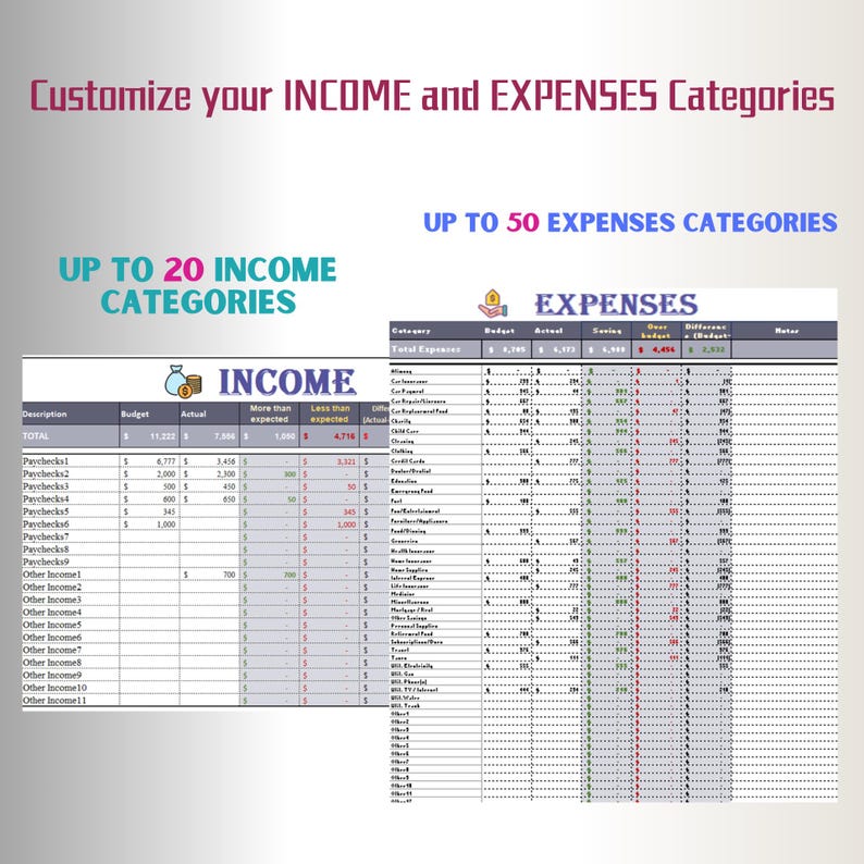 Simple Monthly Budget Excel, Digital Budget, Personal Finance Tracker ...