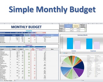 Simple Monthly Budget Excel in GBP, Digital Budget, Personal Finance Tracker, Budget Calculator ...