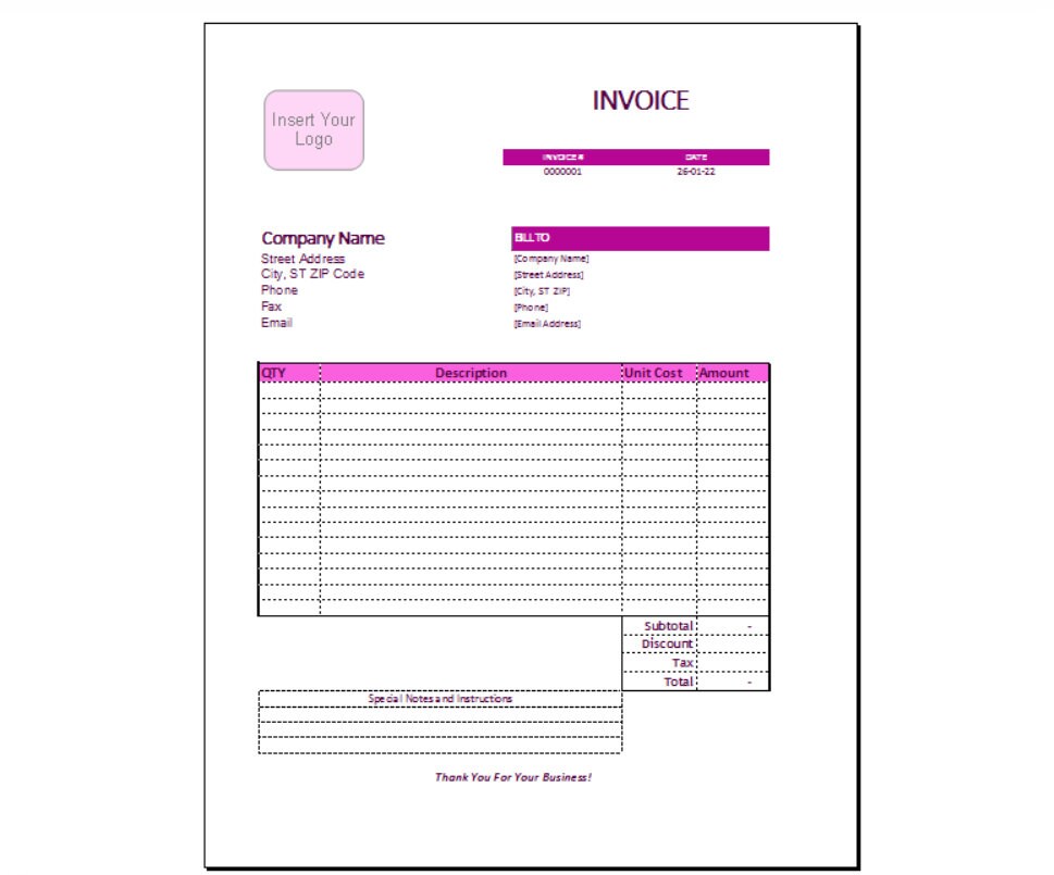 Simply Invoice Template EXCEL Auto Calculation, Simple Business Invoice Form, Invoice Template ...