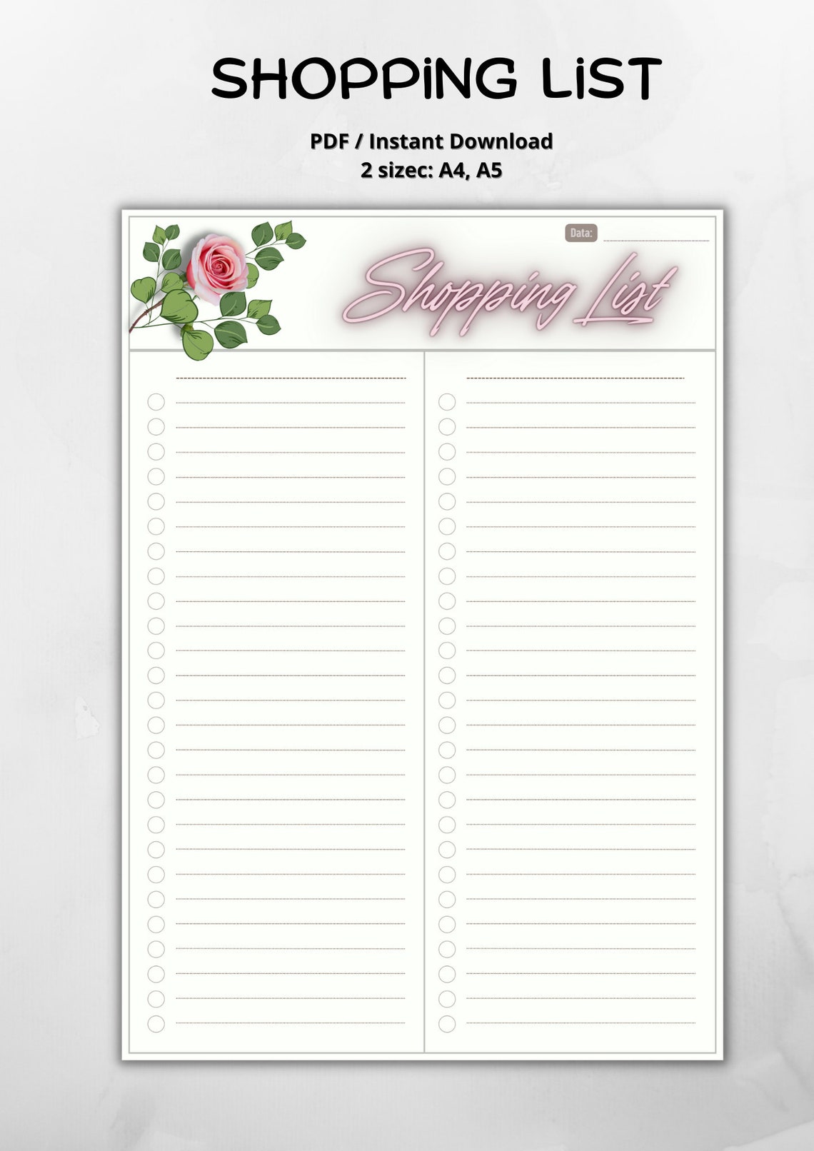 Grocery List Printable, Menu Planner With Shopping List, Weekly Meal ...
