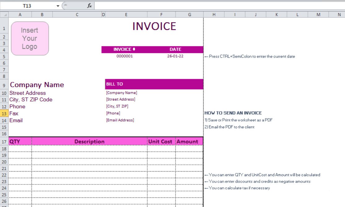 Simply Invoice Template EXCEL Auto Calculation, Simple Business Invoice Form, Invoice Template ...