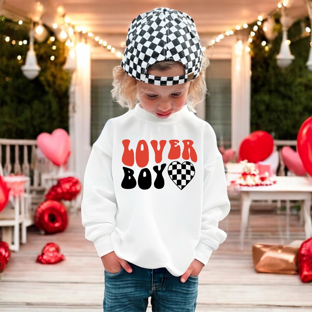 Lover Boy Valentines Day Sweatshirt, Valentines Day Toddler Sweatshirt, Kids Valentines Day ...