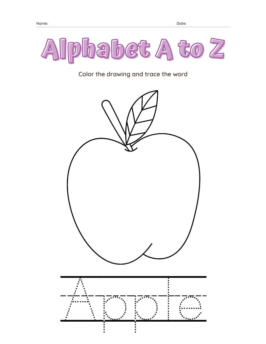 Alphabet A to Z Worksheet Set (26 Pages) - Etsy