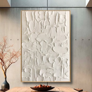 3dframed Ivory Plaster Textured Wall Art White Minimalist Painting on ...