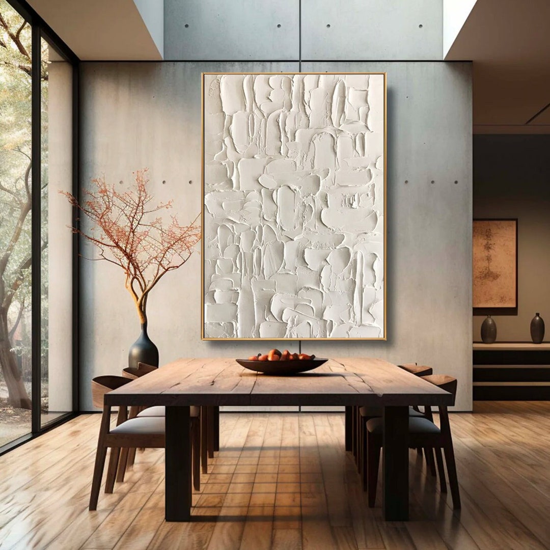 3dframed Ivory Plaster Textured Wall Art White Minimalist Painting on ...