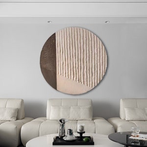 Round Abstract Paitning on Canvas Textured Wall Art Minimalism Painting ...