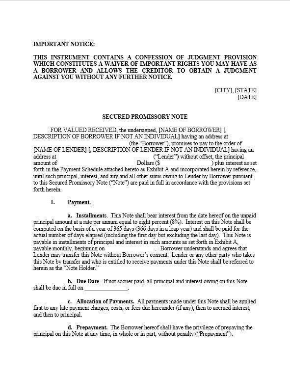 Secured Promissory Note - Etsy