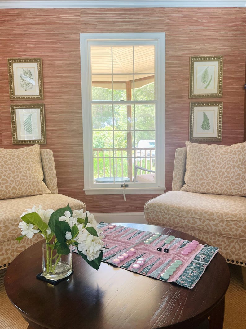 Pink Floral Outdoor/travel Backgammon Set - Etsy