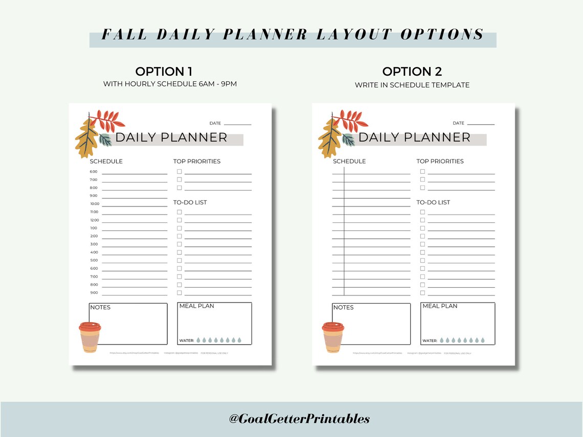 BUNDLE Fall Daily Planner Printable With Hourly Schedule, Fall ...