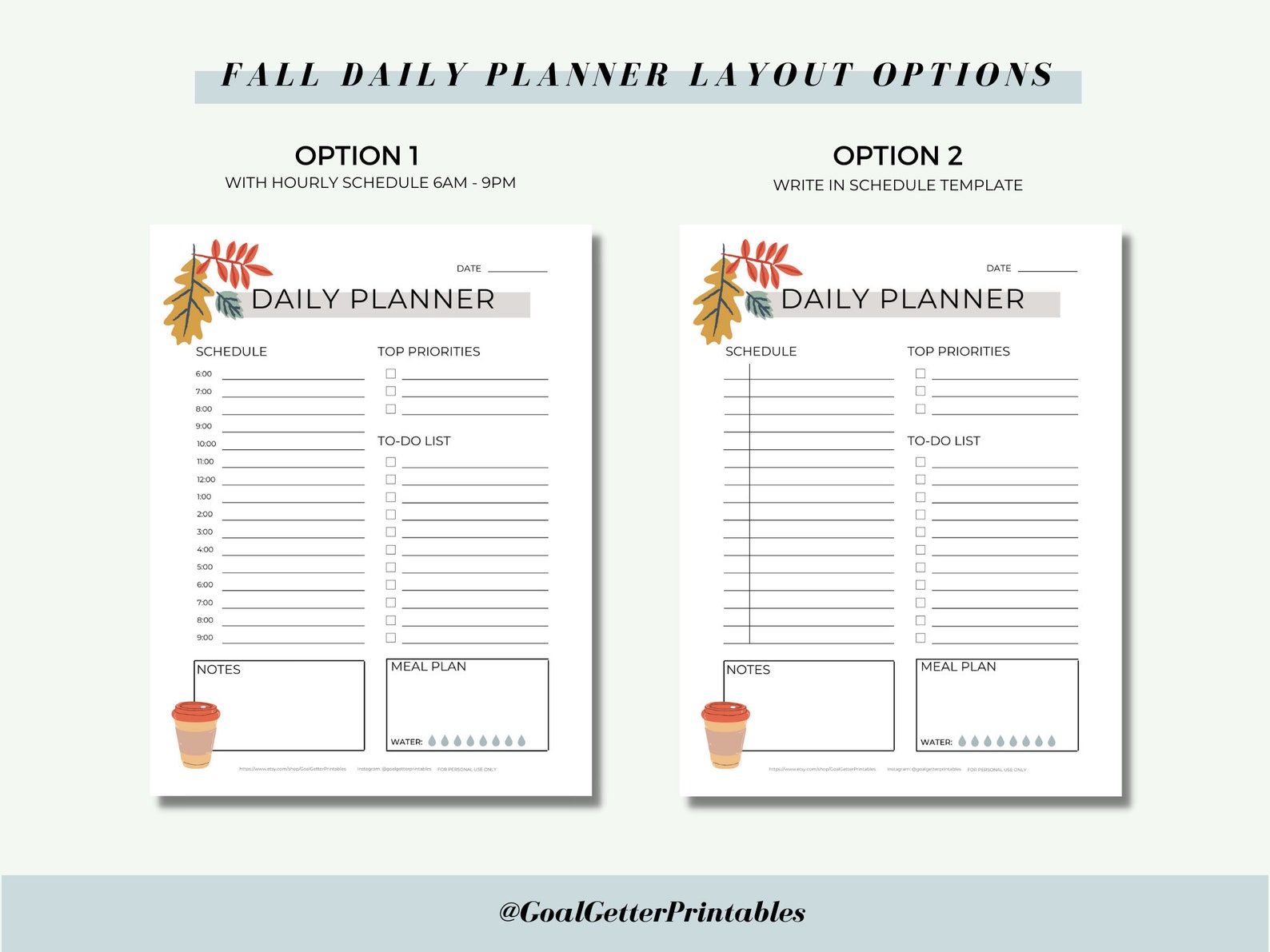 BUNDLE Fall Daily Planner Printable With Hourly Schedule, Fall ...