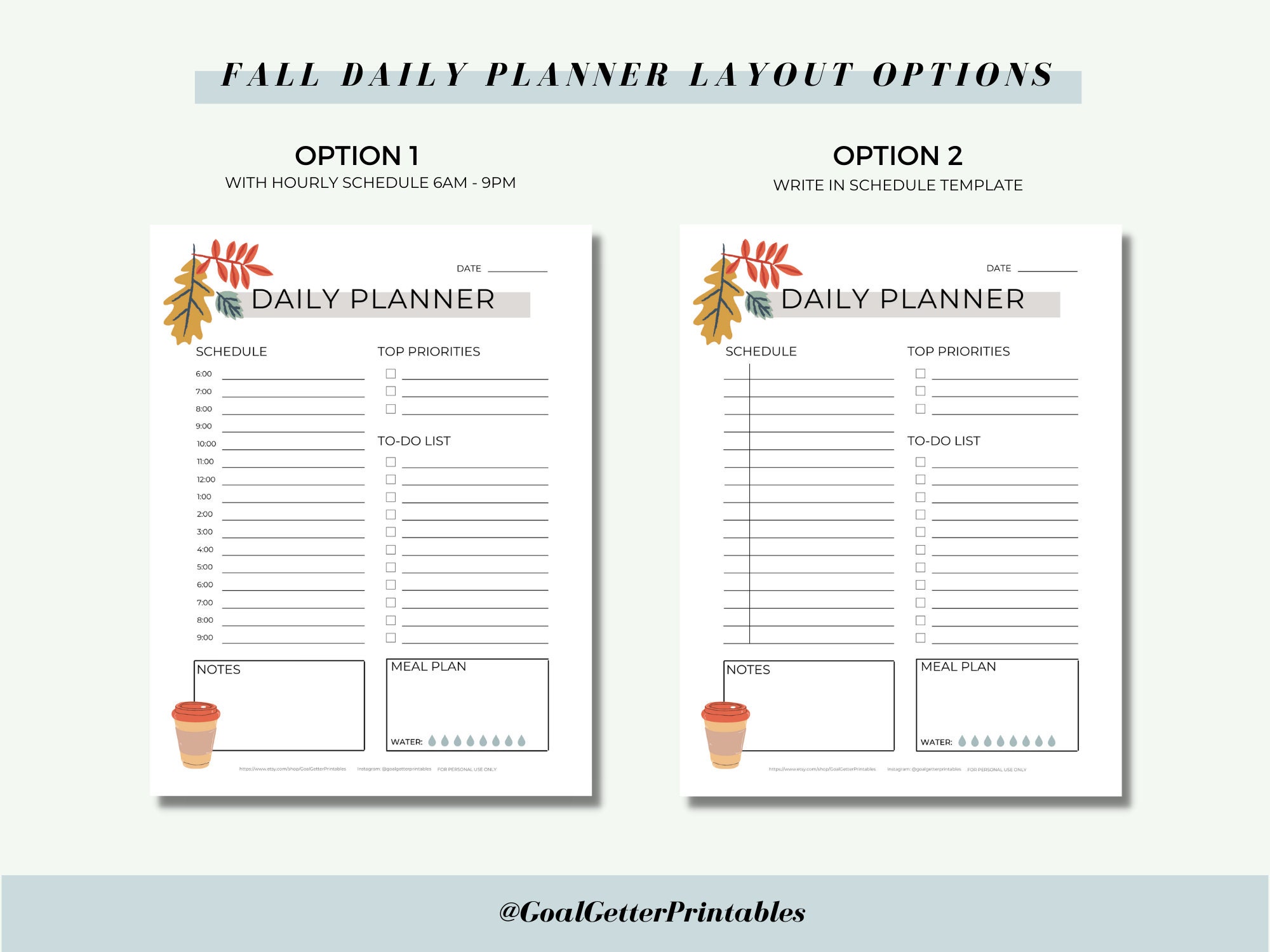 BUNDLE Fall Daily Planner Printable With Hourly Schedule, Fall ...
