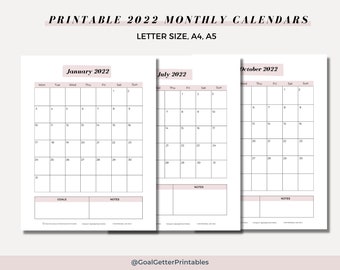 2022 - 2023 Monthly Calendar Bundle Planner Printable Vertical PDF ...