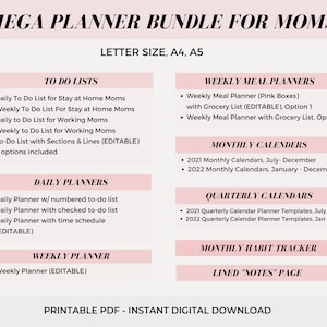 2021 - 2022 Productivity Planner Printable Mega Bundle Planner for Moms ...