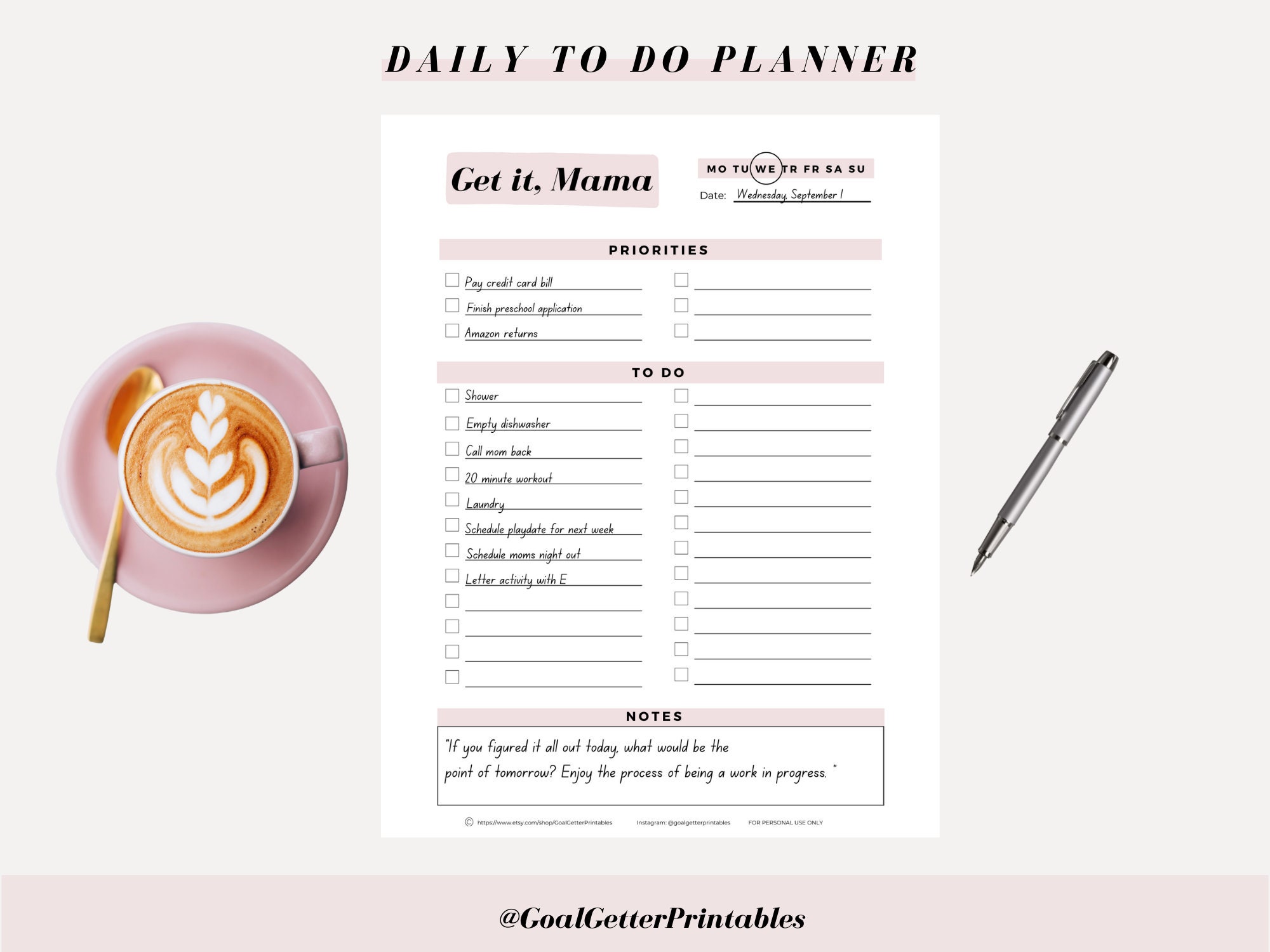 BUNDLE Day & Week to Do List Printable Planner Template, Mom, Family ...