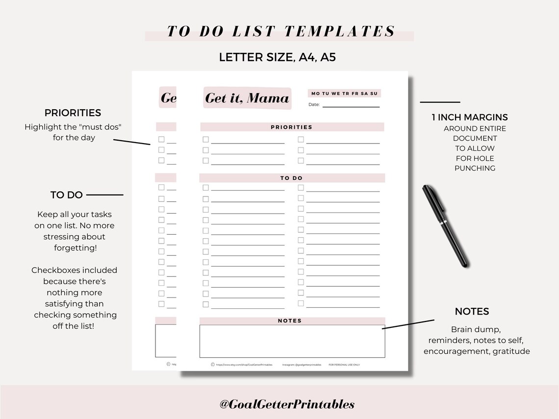 BUNDLE Day & Week to Do List Printable Planner Template, Mom, Family ...