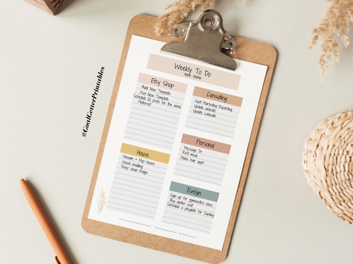 Boho List Printable I to Do List I Grocery List I Weekly to Do List I ...