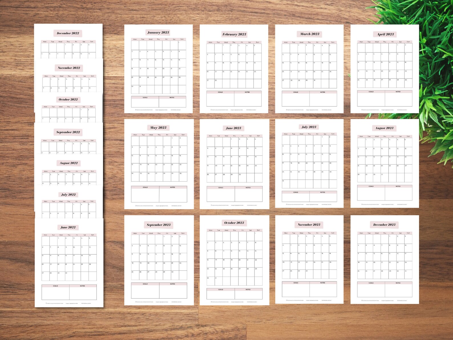 2022 - 2023 Monthly Calendar Bundle Planner Printable Vertical PDF ...