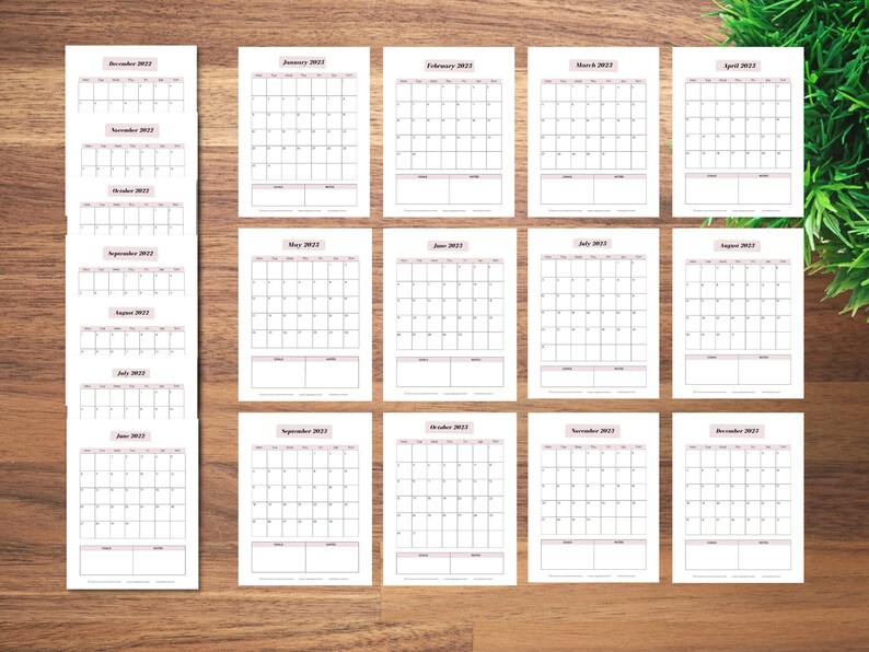 2022 - 2023 Monthly Calendar Bundle Planner Printable Vertical PDF ...