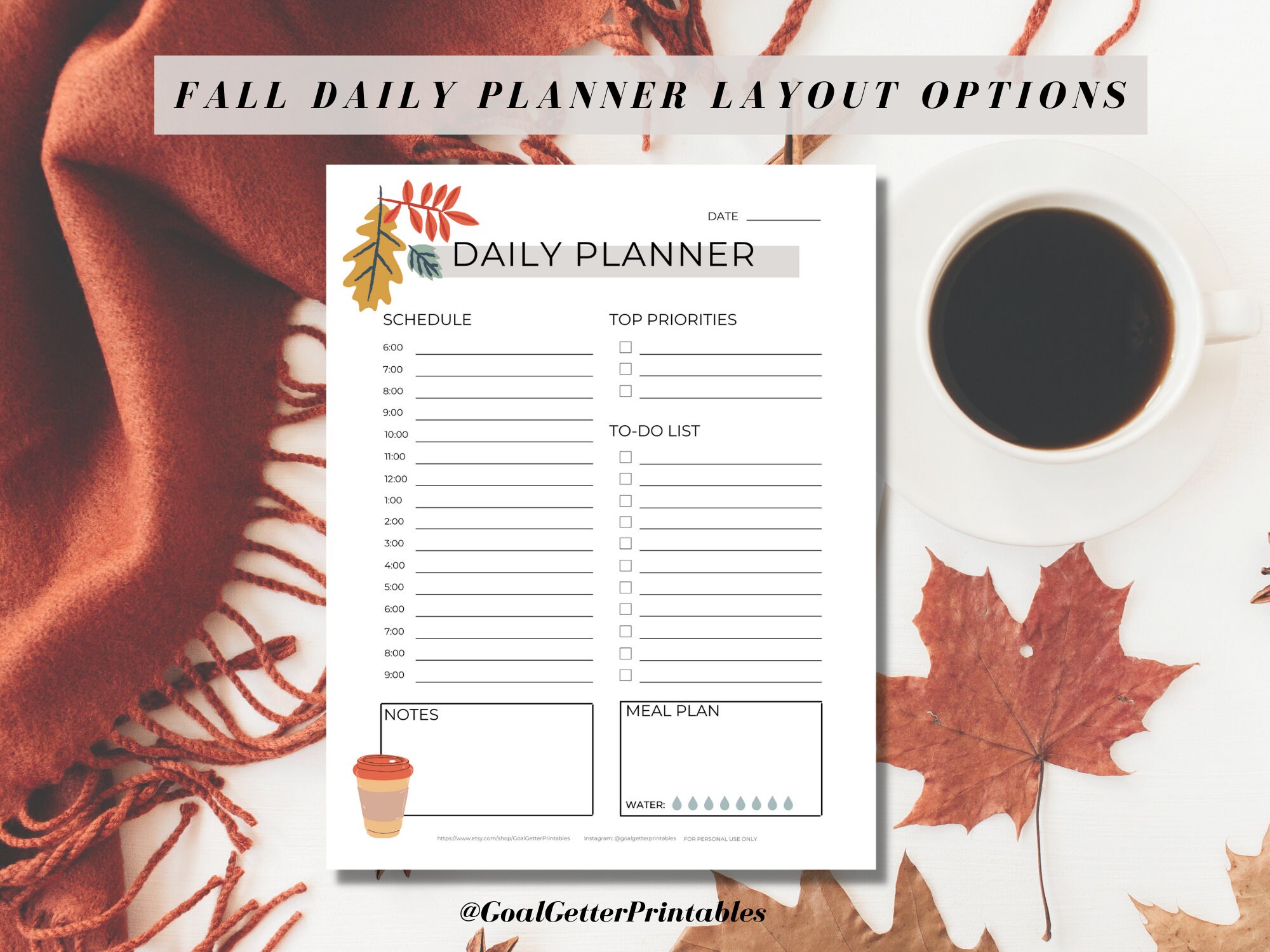 BUNDLE Fall Daily Planner Printable With Hourly Schedule, Fall ...