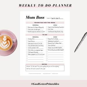 BUNDLE Day & Week to Do List Printable Planner for Working Moms, Mom ...
