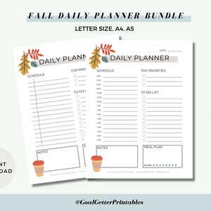 BUNDLE Fall Daily Planner Printable With Hourly Schedule, Fall ...