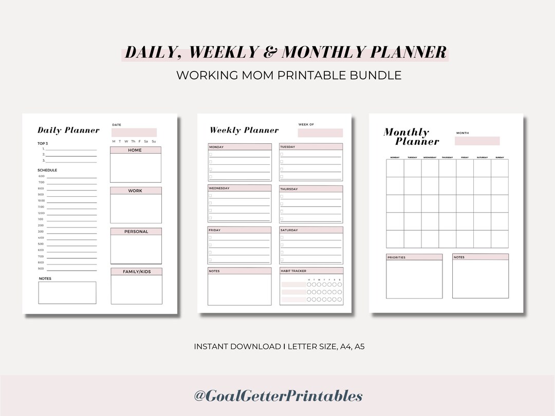 Working Mom: Daily Planner, Weekly Planner, Monthly Planner, Planner ...