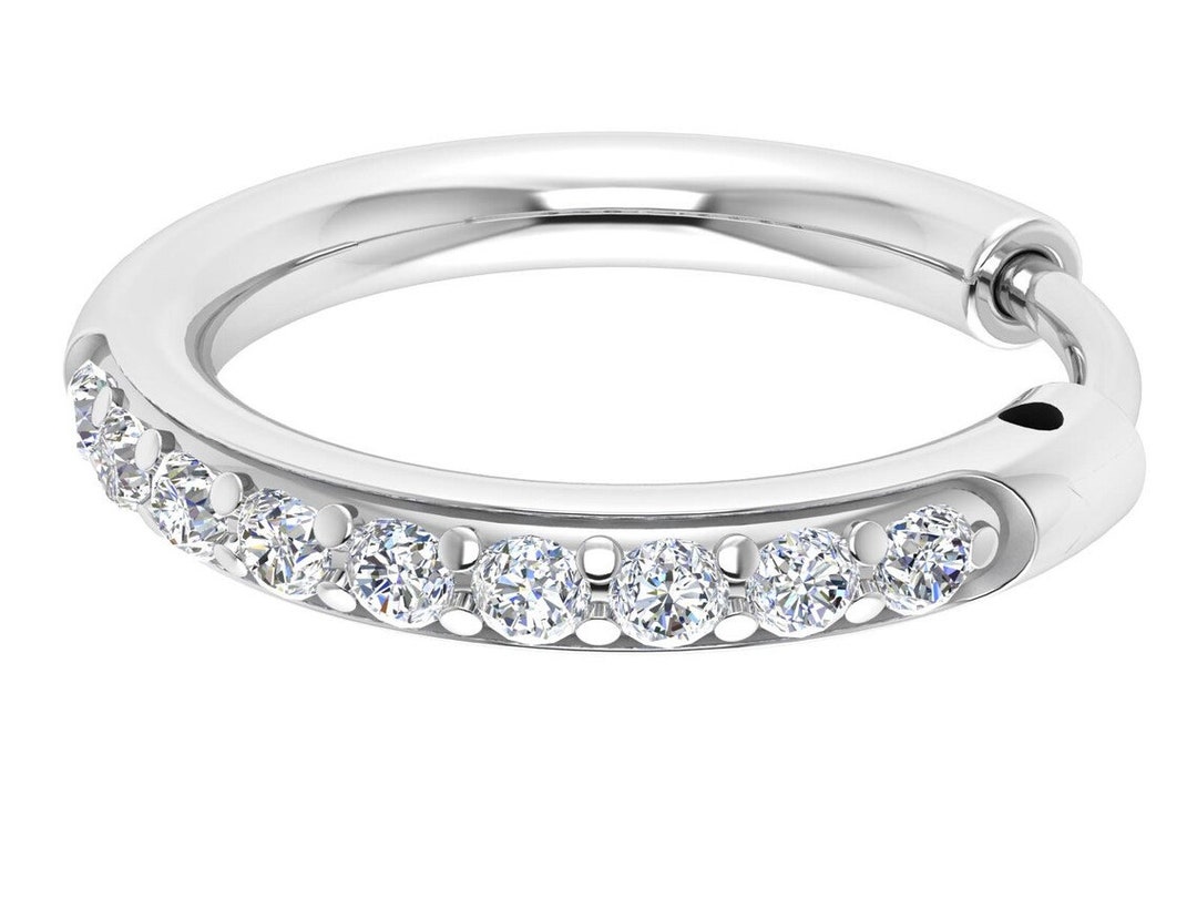14k Gold Diamond Nose Ring 14k White Gold Diamond Hoop Nose - Etsy