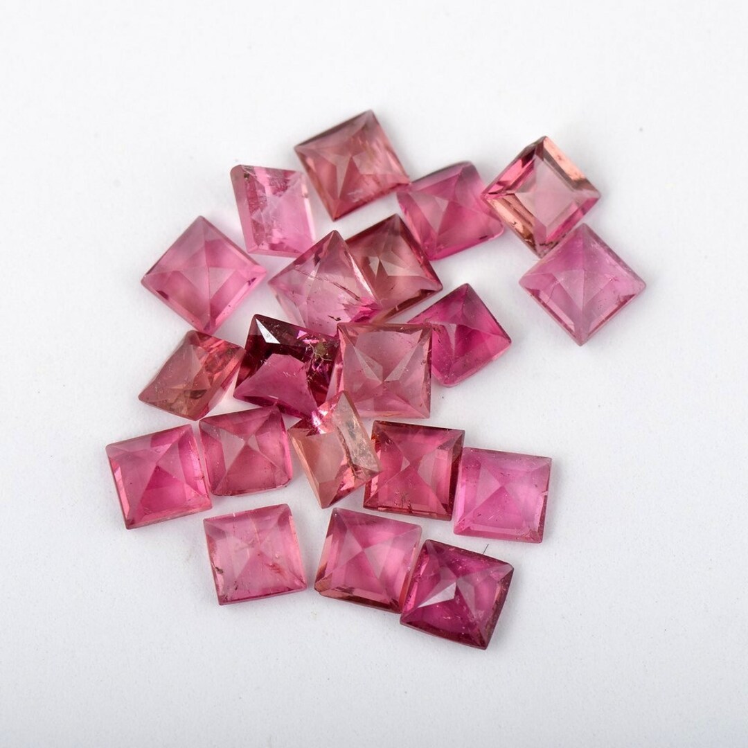 3mm Square Cut Pink Tourmaline Gemstones ,4mm Square Faceted Cut Pink ...