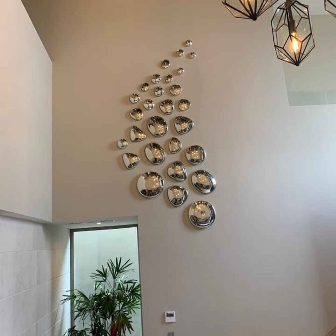 Silver Mirrorized Glass Hanging Stones | Mexican Wall Art (28 Set) - Etsy