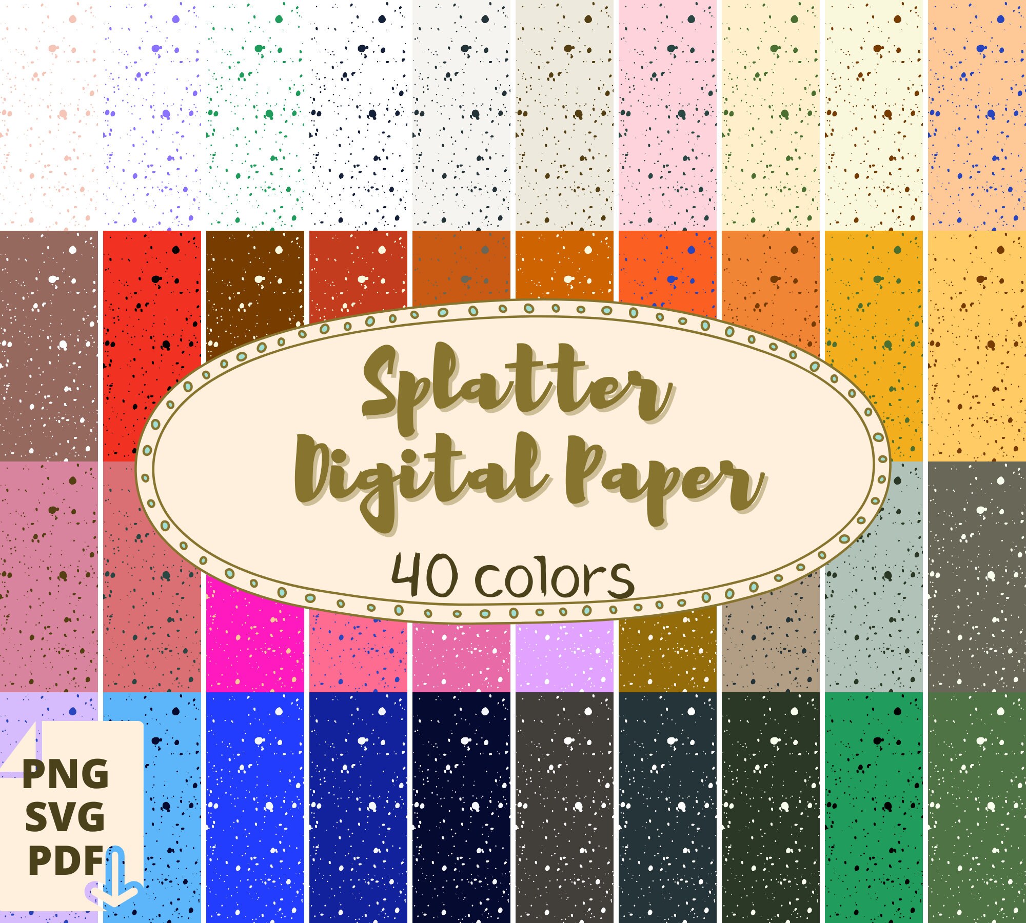 Paint Speckles Digital Paper INSTANT DOWNLOAD 40 Colors | Etsy