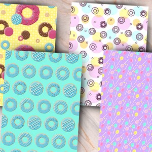 Donut Birthday Digital Background Bundle, Scrapbook Paper Pack, Gift ...