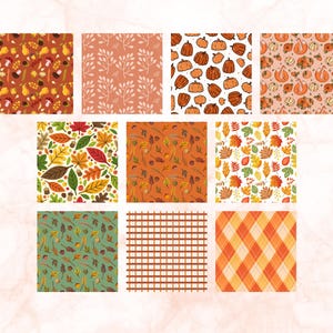 Seamless Autumn Digital Paper Pack, Fall Scrapbook Background Bundle ...