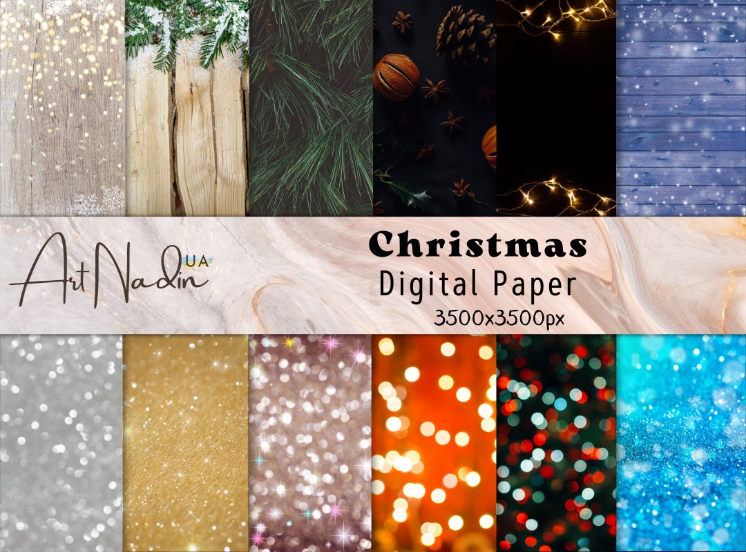 Christmas Digital Scrapbook Paper Bundle Pack, Rustic Wood Backgrounds ...