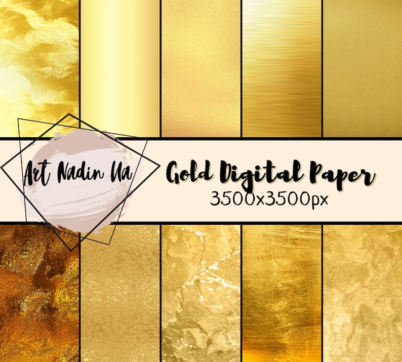 Gold Digital Paper, Scrapbook Paper, Gold Foil Digital Paper, Gold ...