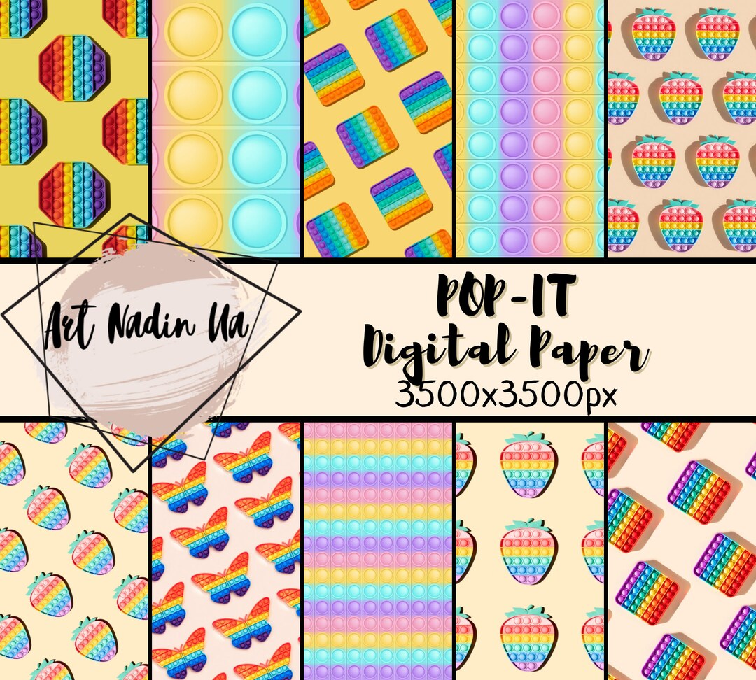 Rainbow Pop It Fidget Toy Digital Background Paper Pack, Colorful ...