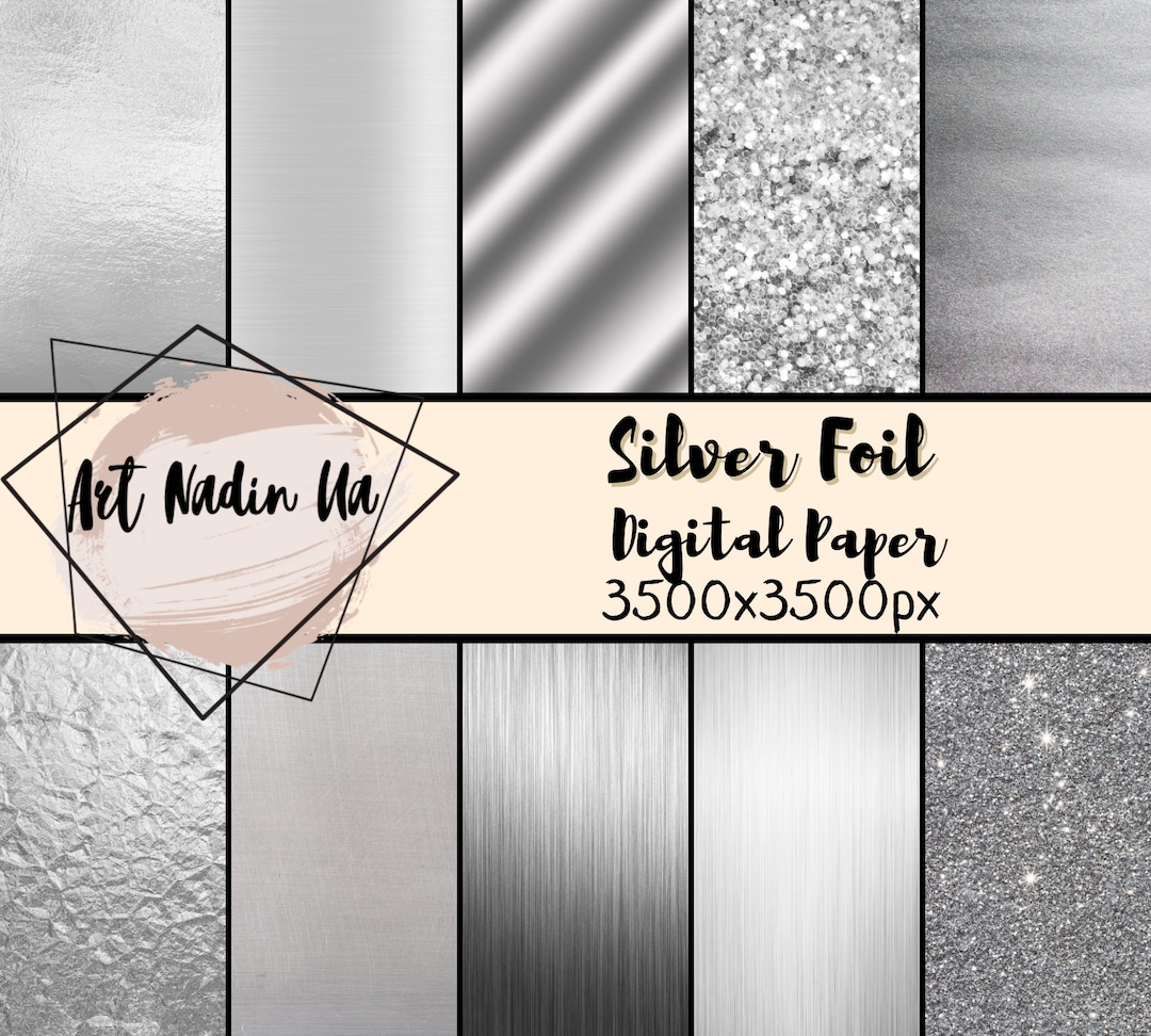 Silver Foil Digital Paper - Silver Glitter Silver Foil Fashion Planner ...